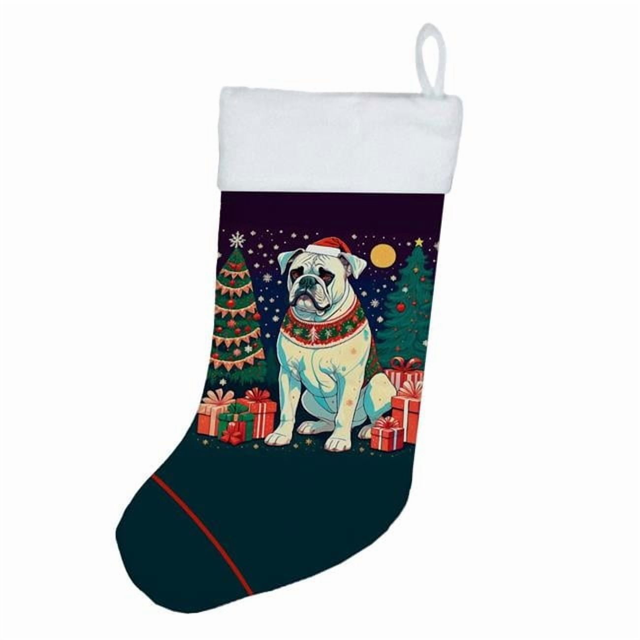 White Boxer Christmas Christmas Stocking 13.5 in x 18 in - Walmart ...