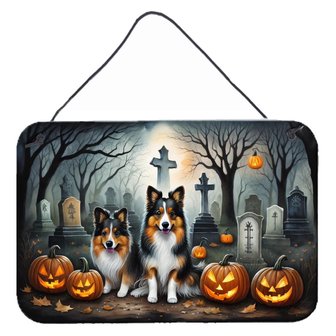 Carolines Treasures DAC2053DS812 12 x 8 in. Sheltie Spooky Halloween ...