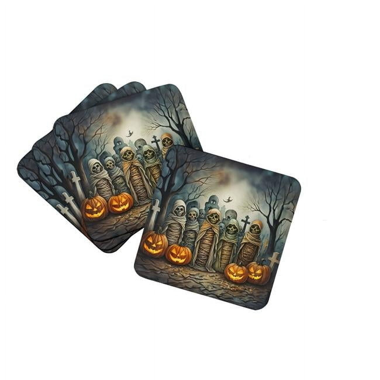 Mummies Spooky Halloween Foam Coaster Set of 4 3.5 in x 3.5 in ...
