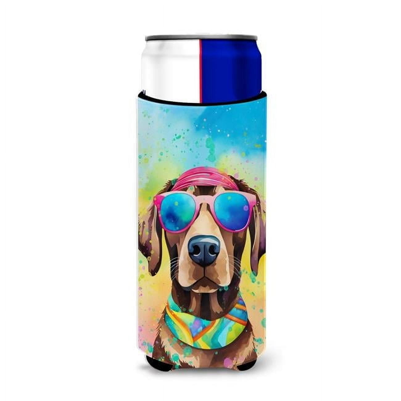 Chocolate Labrador Hippie Dawg Hugger for Ultra Slim Cans 4 in x 6.5 in ...