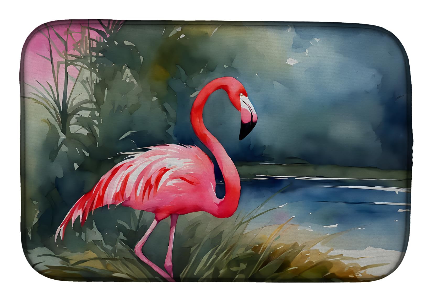 Carolines Treasures DAC2863DDM 21 x 14 in. Flamingo Dish Drying Mat ...