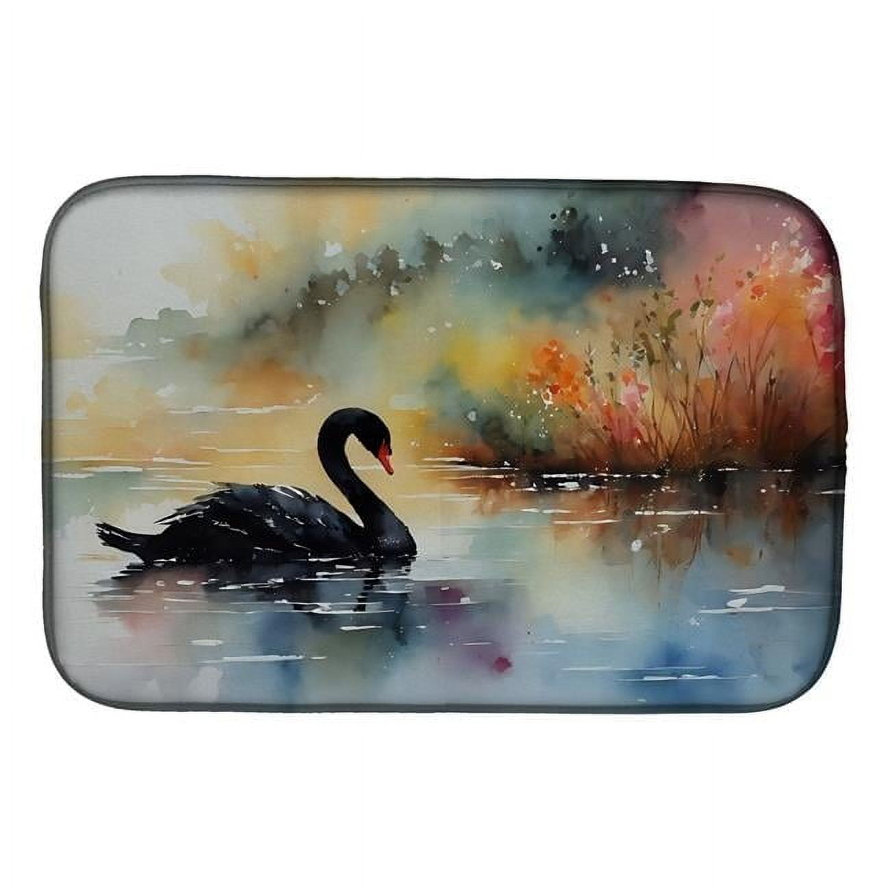 Carolines Treasures DAC3270DDM 21 x 14 in. Black Swan Dish Drying Mat ...