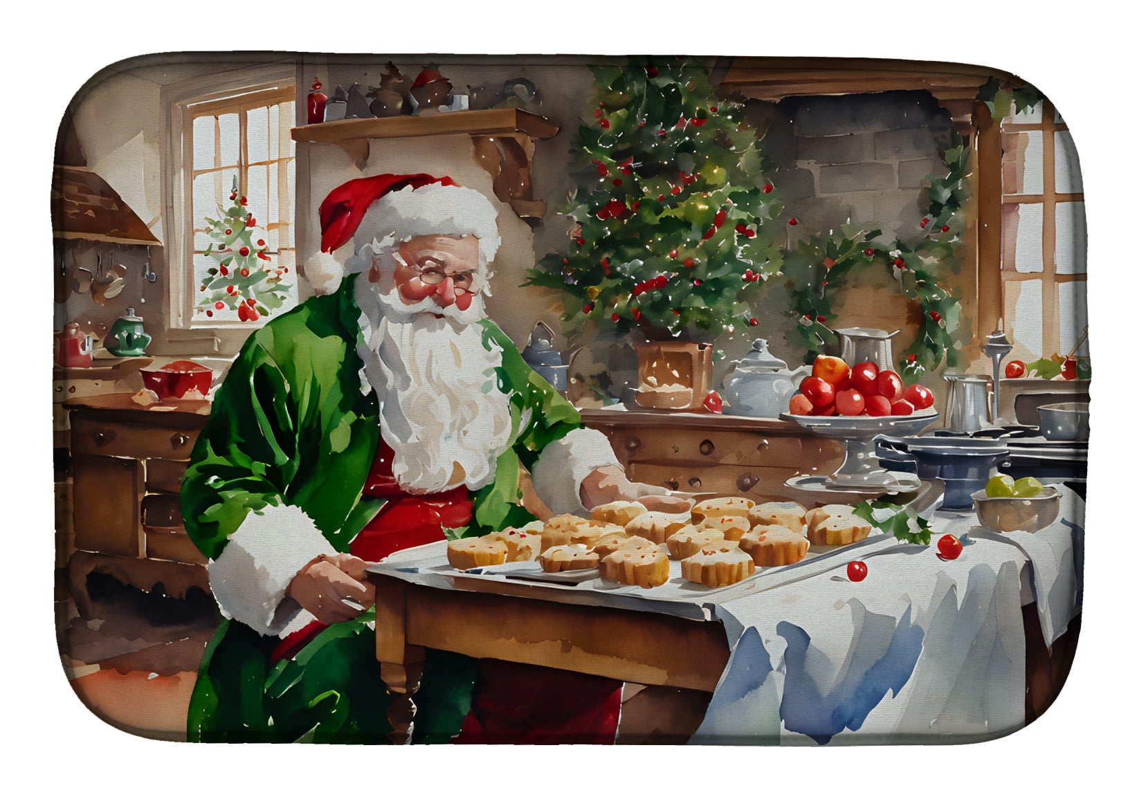 Cookies with Santa Claus Father Christmas Dish Drying Mat 14 in x 21 in ...