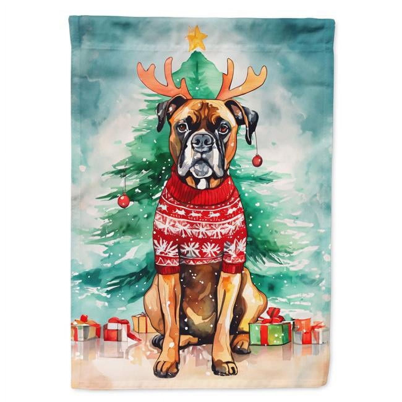 Carolines Treasures DAC3394CHF 40 x 28 in. Boxer Christmas Polyester ...