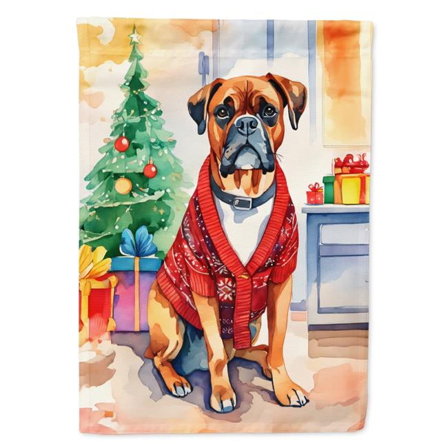 Carolines Treasures DAC3398CHF 40 x 28 in. Boxer Christmas Polyester ...