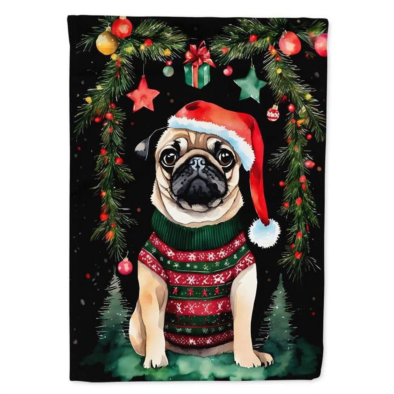 Carolines Treasures DAC3593CHF 40 x 28 in. Pug Christmas Polyester ...