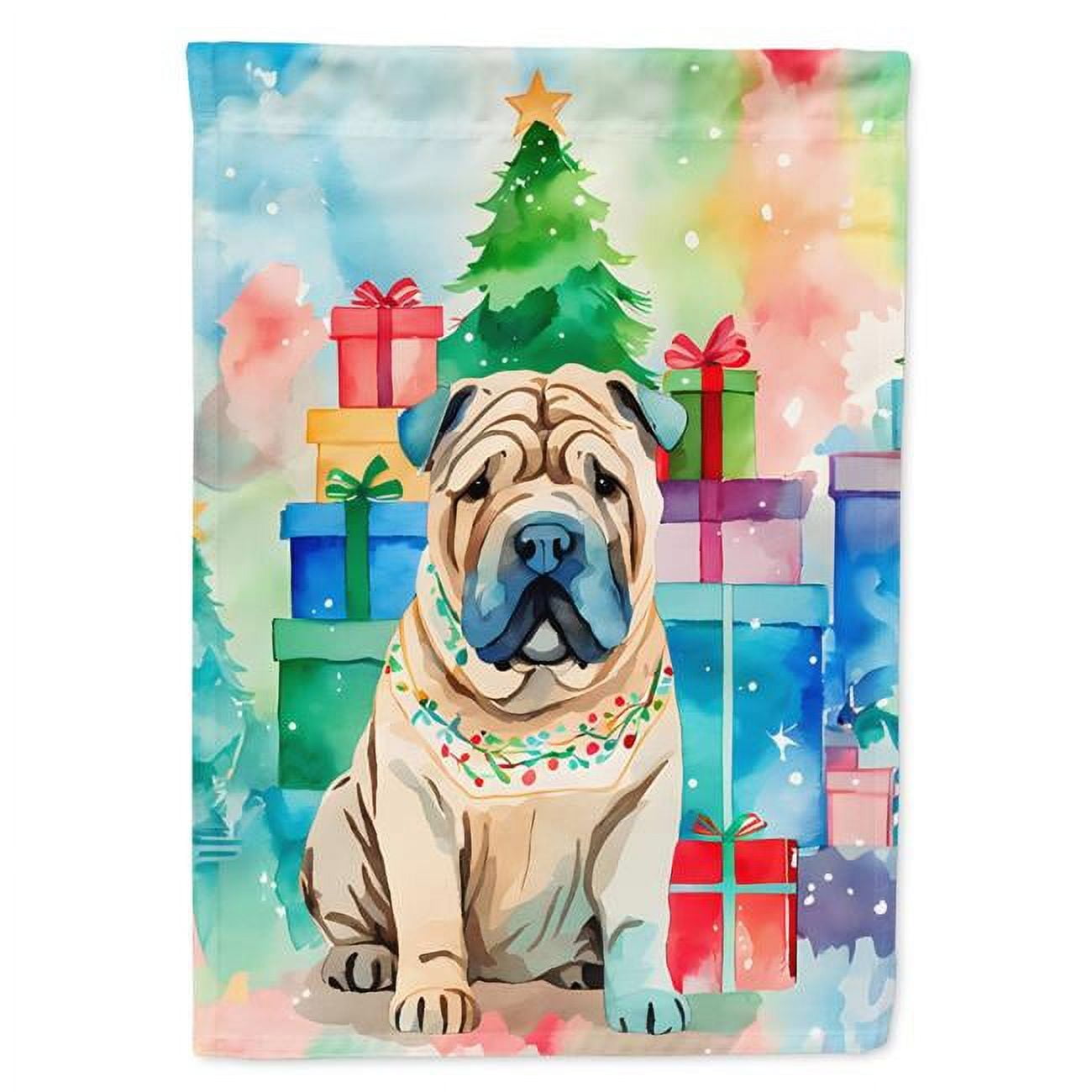Carolines Treasures DAC3645CHF 40 x 28 in. Shar Pei Christmas Polyester ...