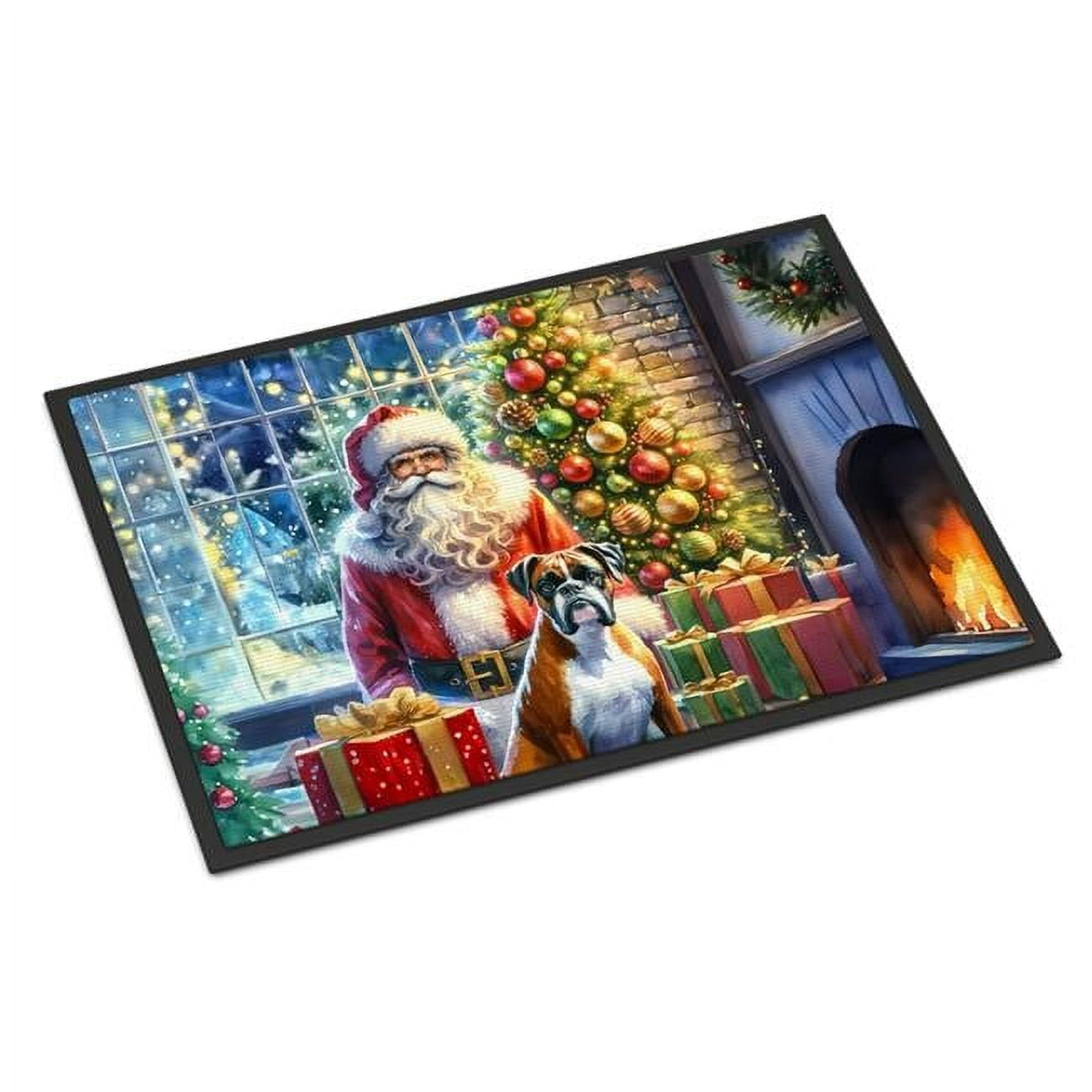 Carolines Treasures DAC4080JMAT 24 x 36 in. Unisex Boxer & Santa Claus ...