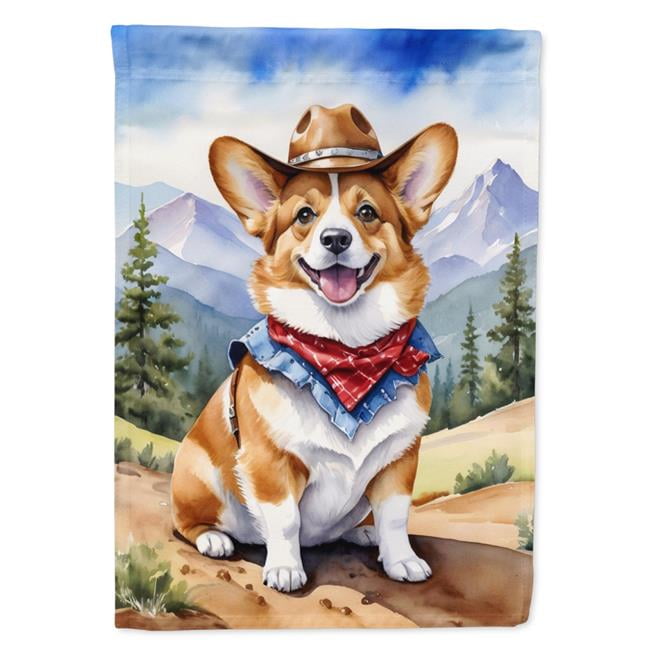 Carolines Treasures DAC5884CHF 40 x 28 in. Corgi Cowboy Welcome House ...