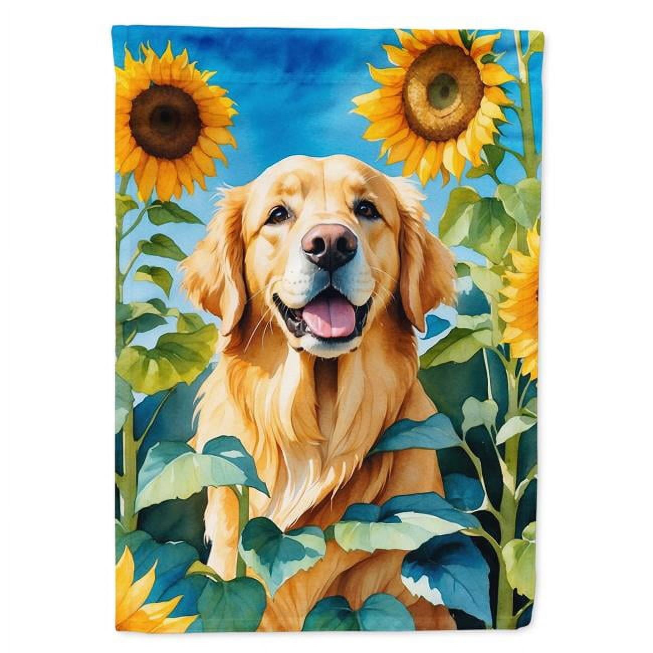 Golden Retriever in Sunflowers House Flag - Walmart.com
