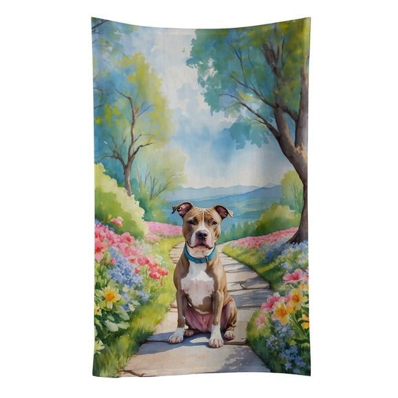 Carolines Treasures DAC6686KTWL 25 x 15 in. Pit Bull Terrier Spring ...