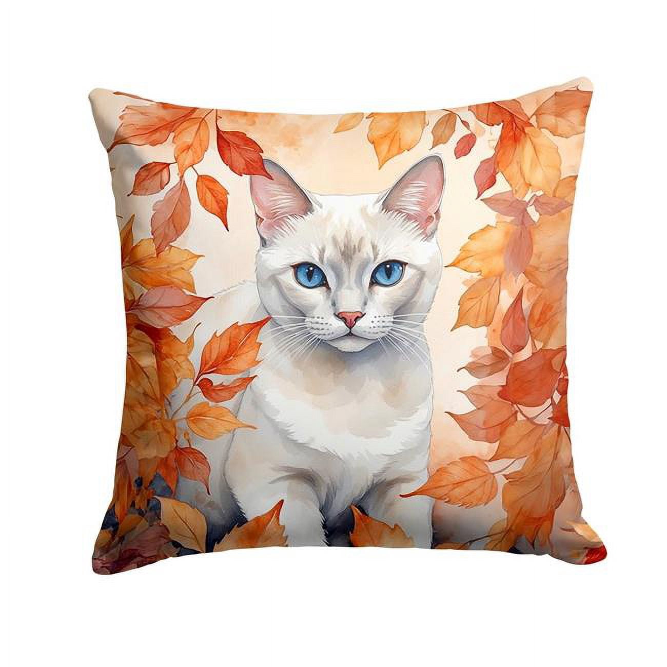 Carolines Treasures DAC7135PW1818 18 x 18 in. Foreign White Cat in Fall ...
