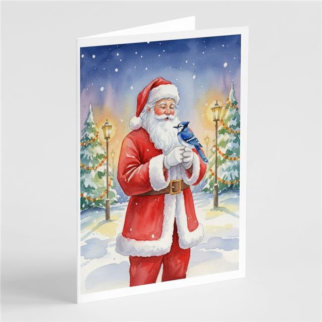 Carolines Treasures FNT1172GCA7P 5 x 7 in. Blue Jay with Santa Claus ...