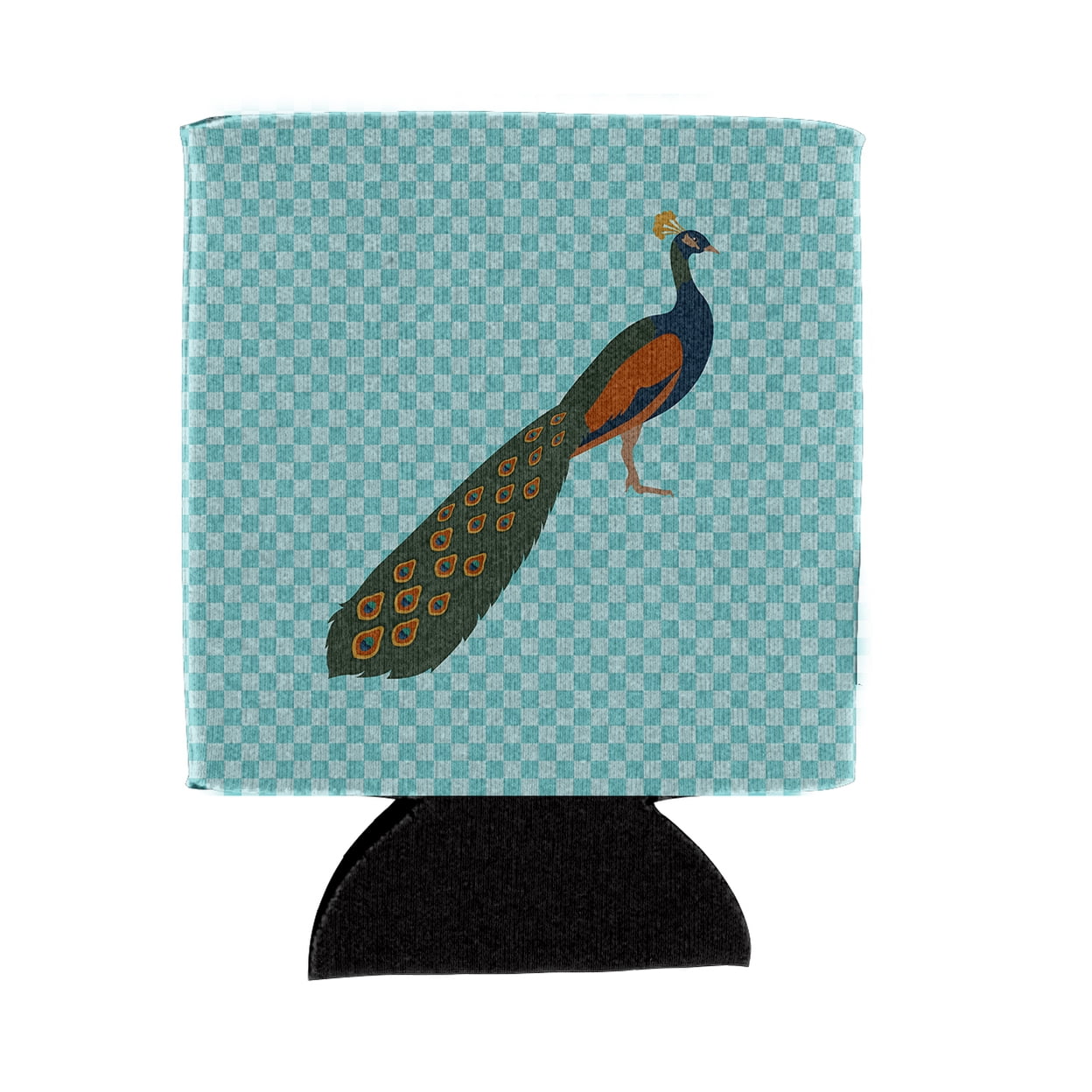 Carolines Treasures Indian Peacock Peafowl Blue Check Can or Bottle ...