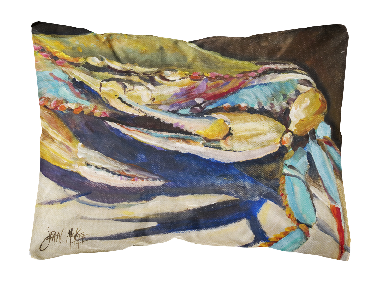 Carolines Treasures JMK1100PW1216 Crab to Crab Blue Crab Canvas Fabric Decorative Pillow 12H ...