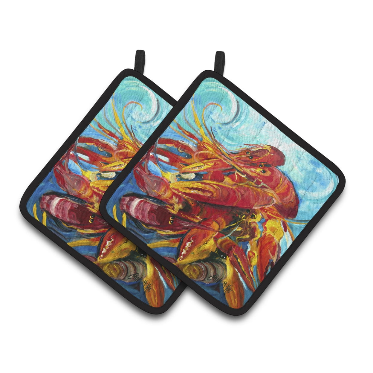 Carolines Treasures JMK1264PTHD Crawfish Pair of Pot Holders , 7.5HX7 ...