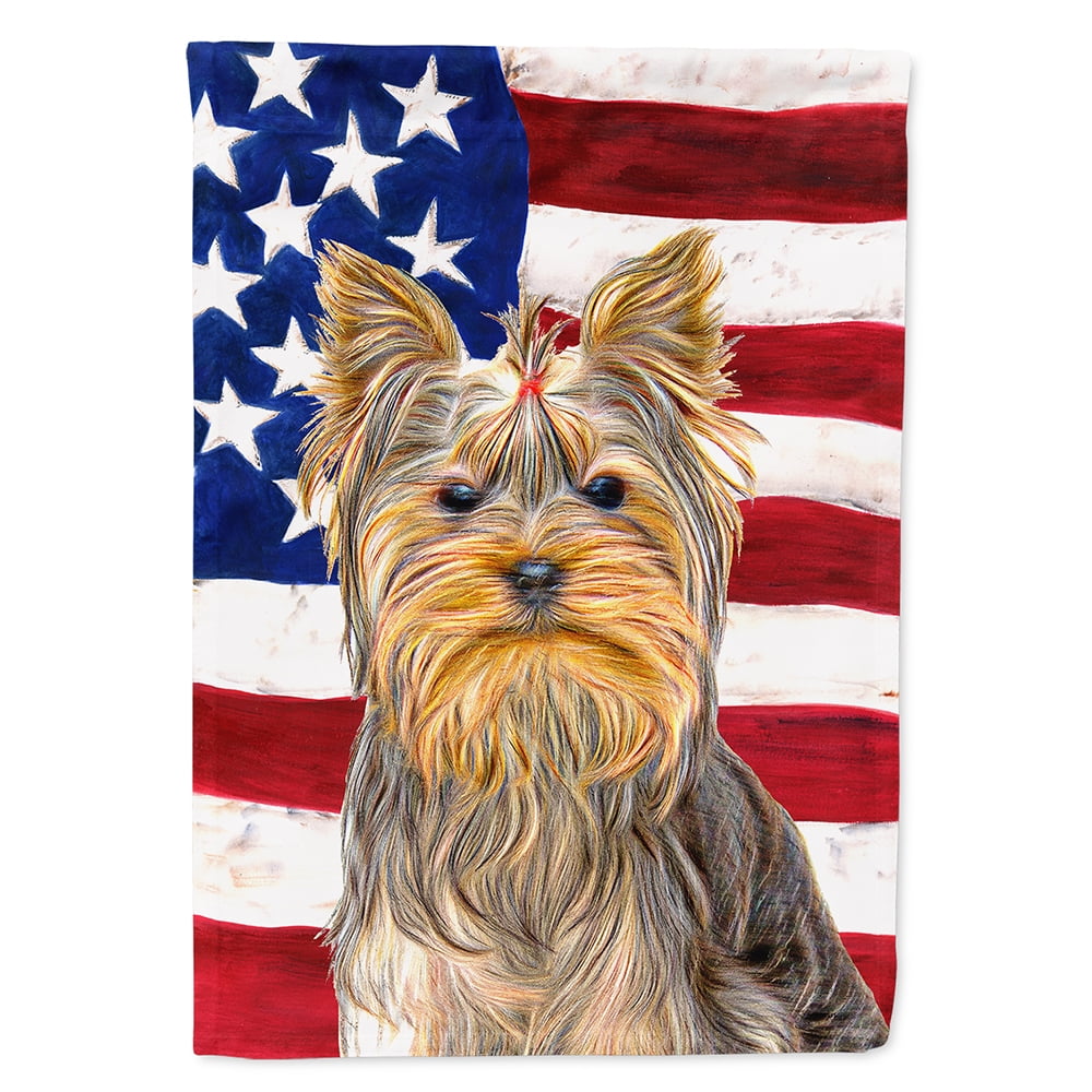 Carolines Treasures KJ1156GF USA American Flag with Yorkie / Yorkshire ...