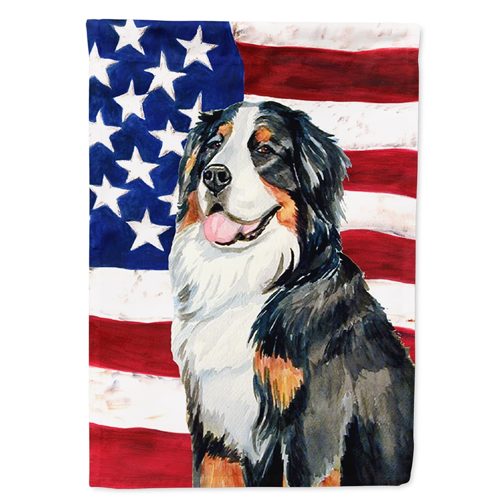 Carolines Treasures LH9003GF 11 x 15 In. Usa American Flag With Bernese Mountain Dog Flag ...