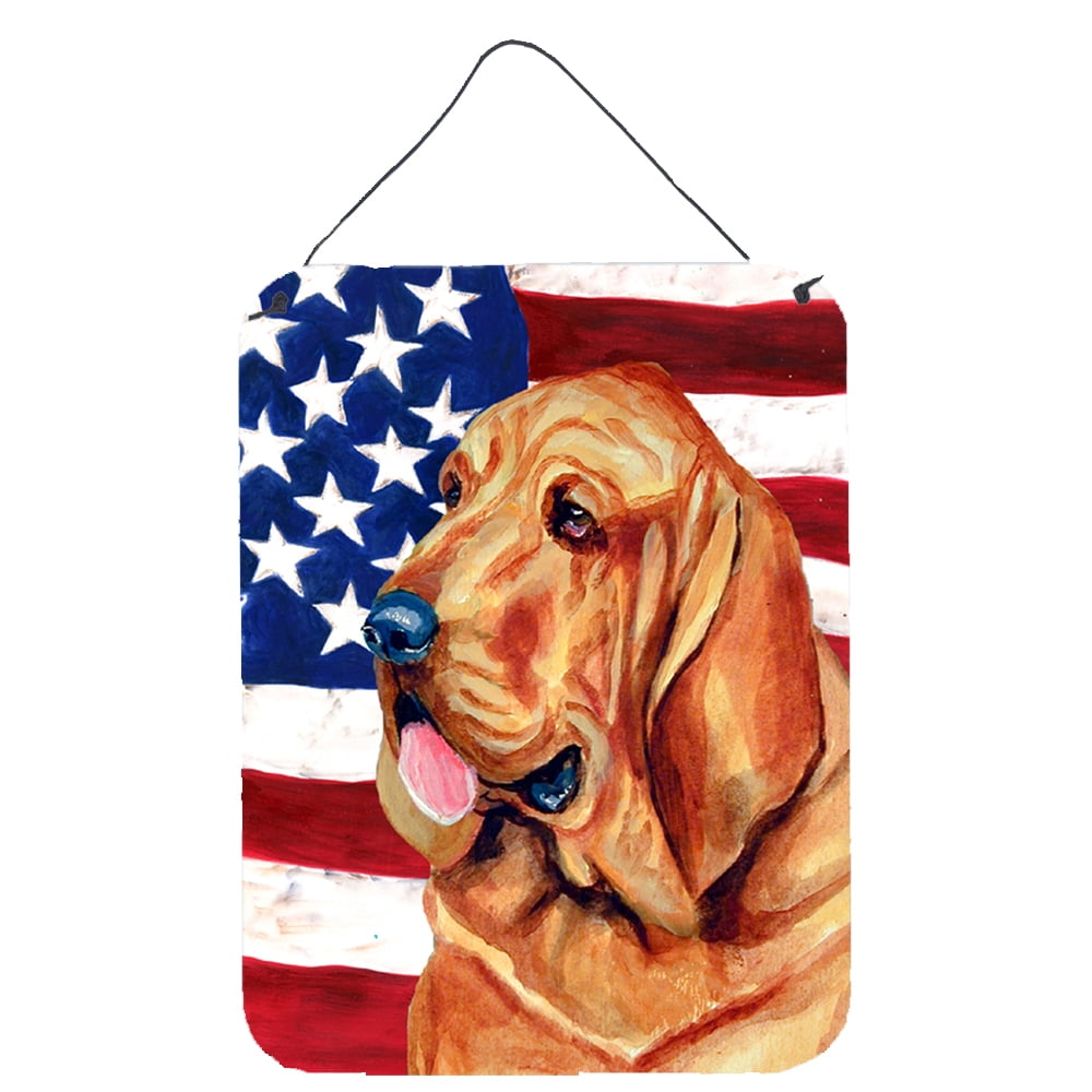 Carolines Treasures LH9016DS1216 USA American Flag with Bloodhound Wall ...