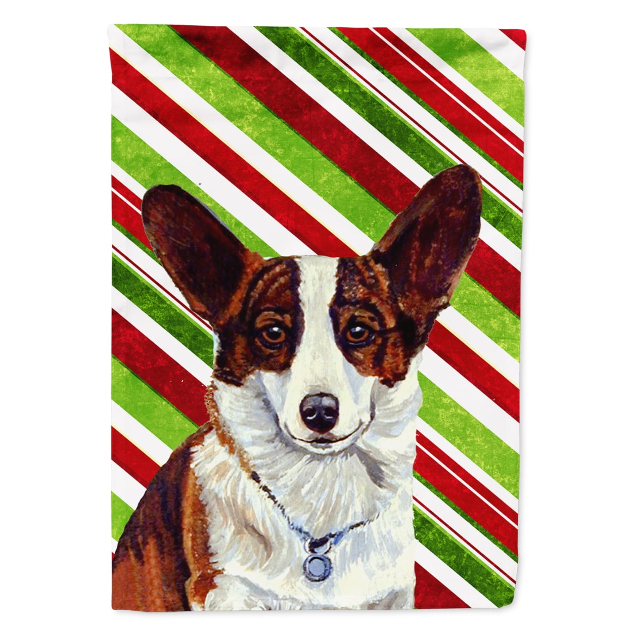 Carolines Treasures LH9243-FLAG-PARENT Corgi Candy Cane Holiday Christmas Flag multicolor ...