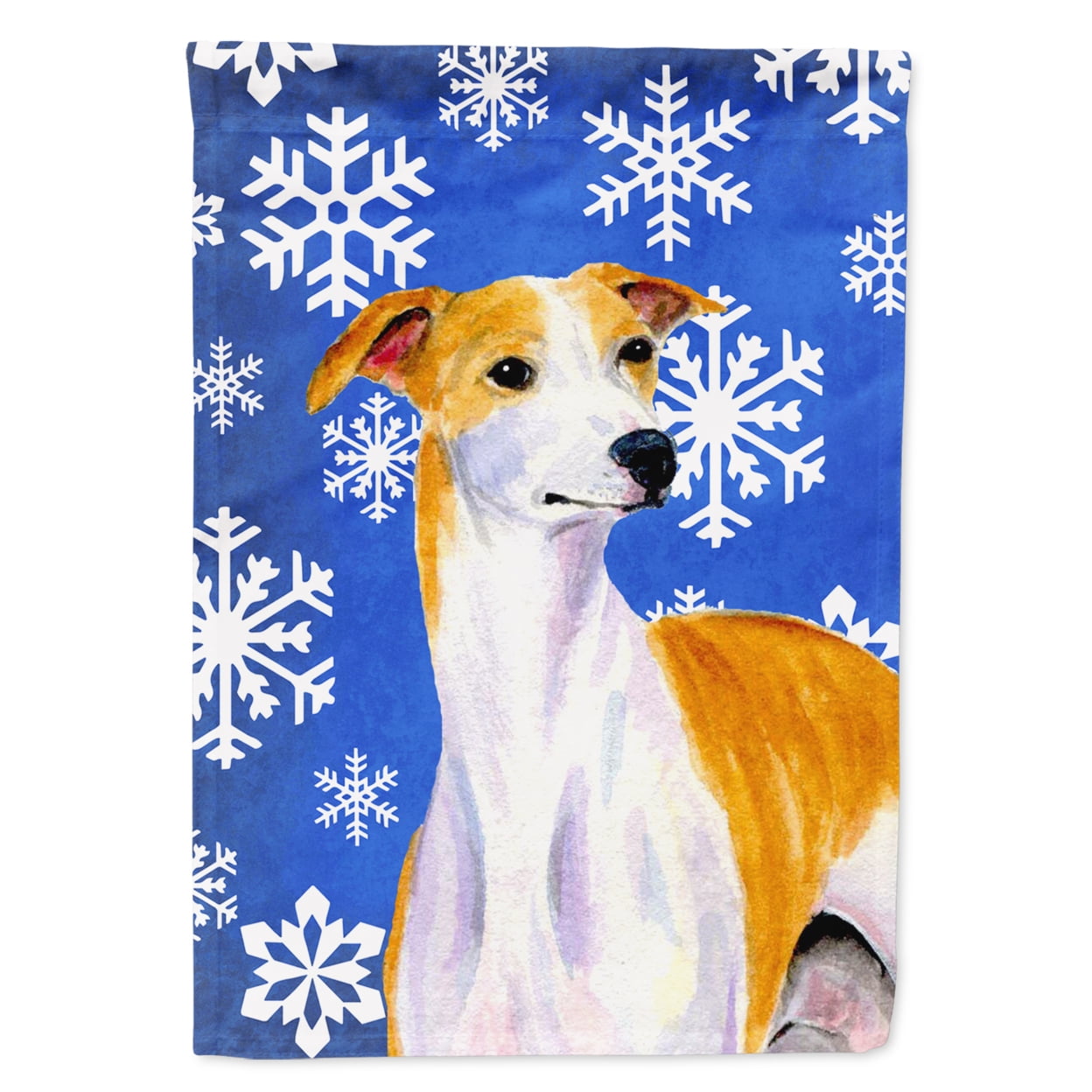 Carolines Treasures LH9283-FLAG-PARENT Whippet Winter Snowflakes ...