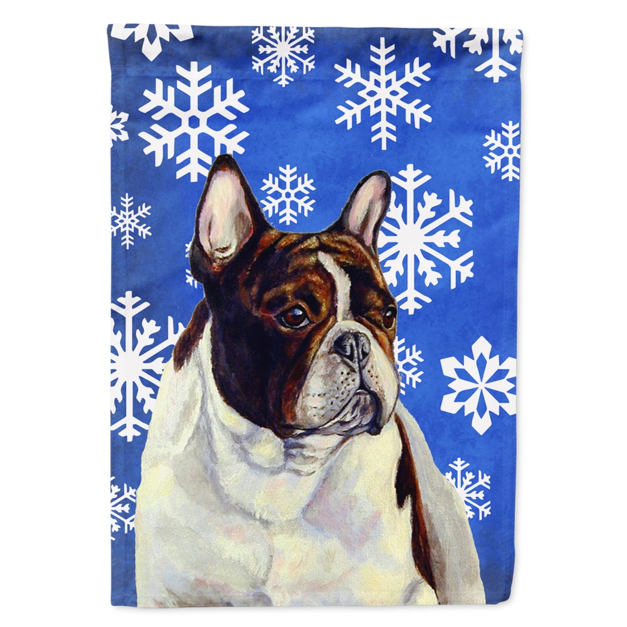 Carolines Treasures LH9292-FLAG-PARENT French Bulldog Winter Snowflakes ...