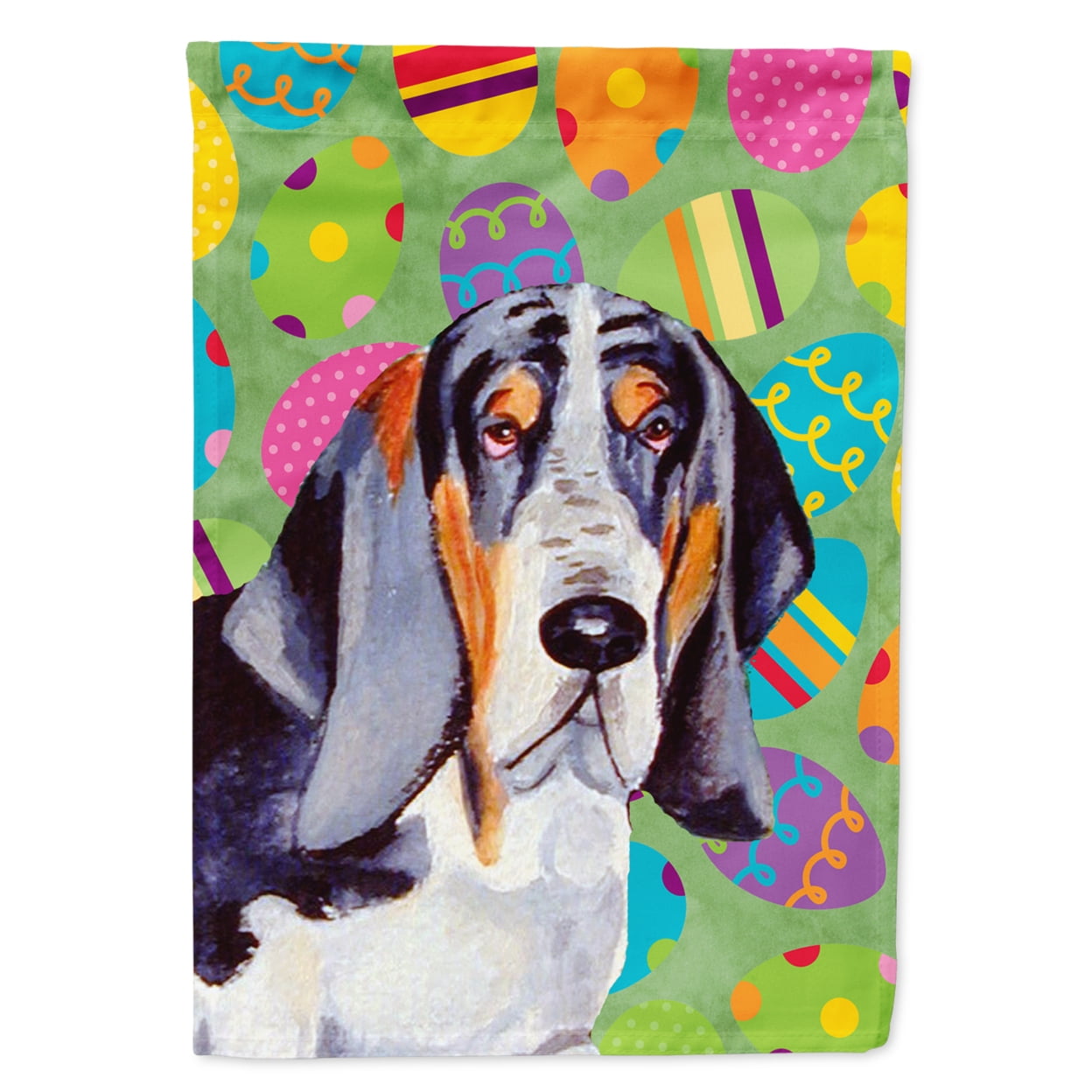 Carolines Treasures LH9417-FLAG-PARENT Basset Hound Easter Eggtravaganza Flag multicolor ...