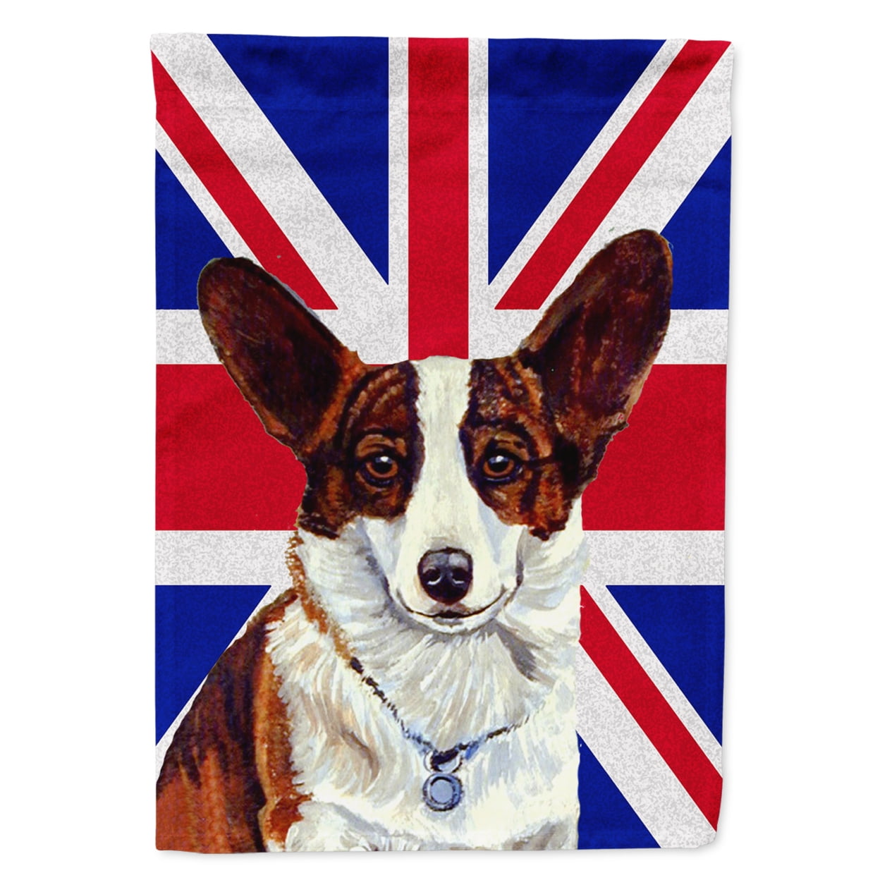 Carolines Treasures LH9485CHF Corgi with English Union Jack British Flag House Flag House Size ...