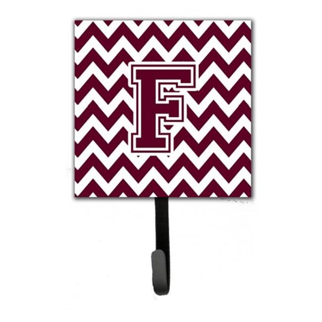 Carolines Treasures Letter F Chevron Maroon & White Leash or Key Holder ...