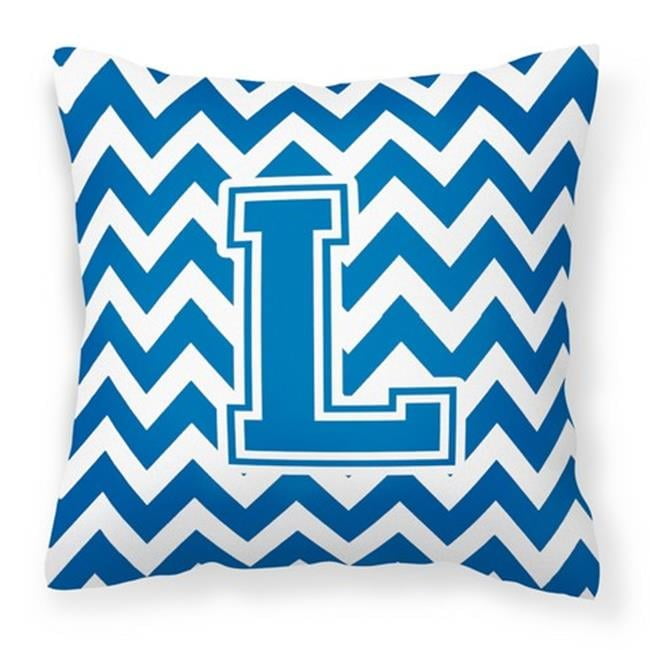 Carolines Treasures Letter L Chevron Blue and White Fabric Decorative ...