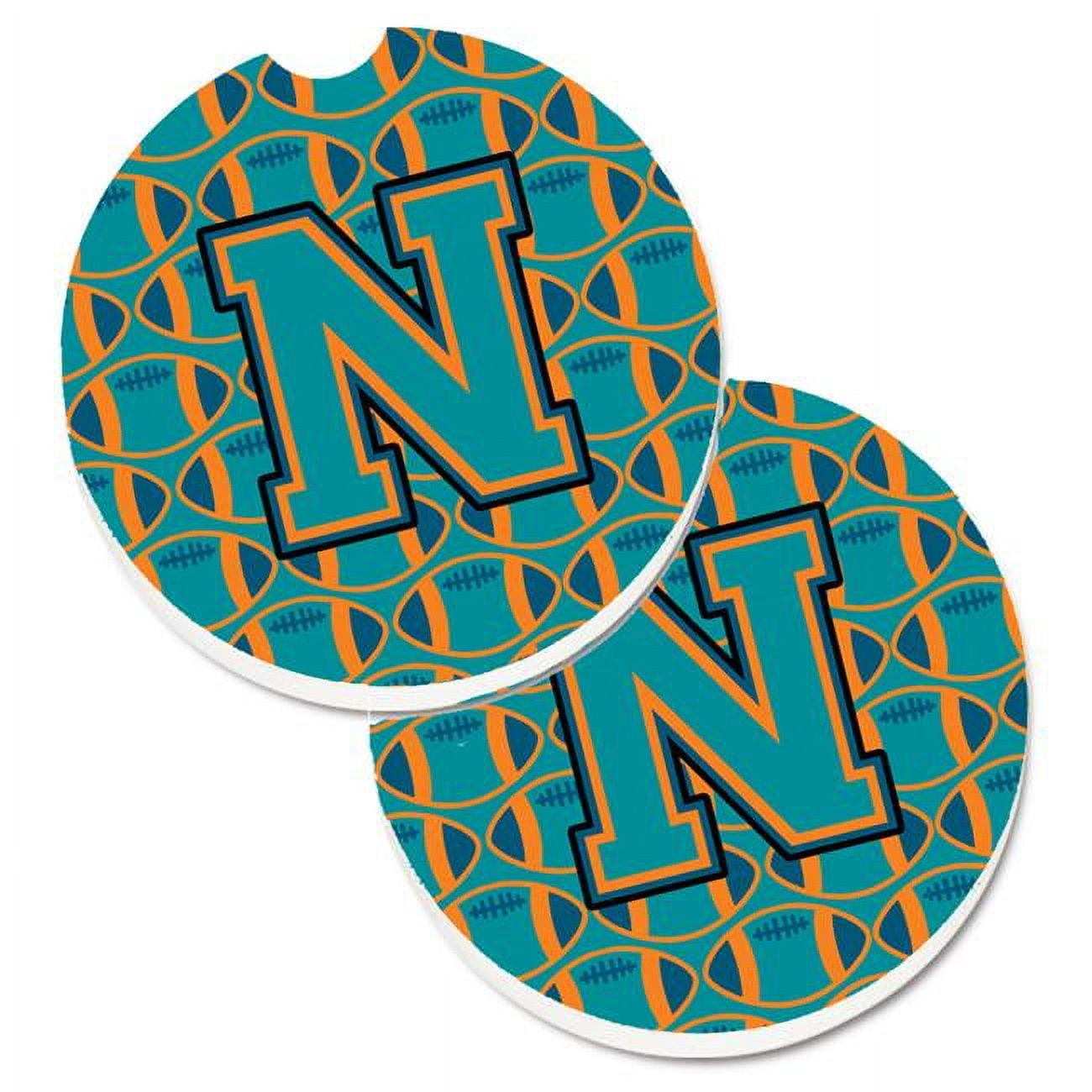 Carolines Treasures Letter N Football Aqua Orange and Marine Blue Set ...