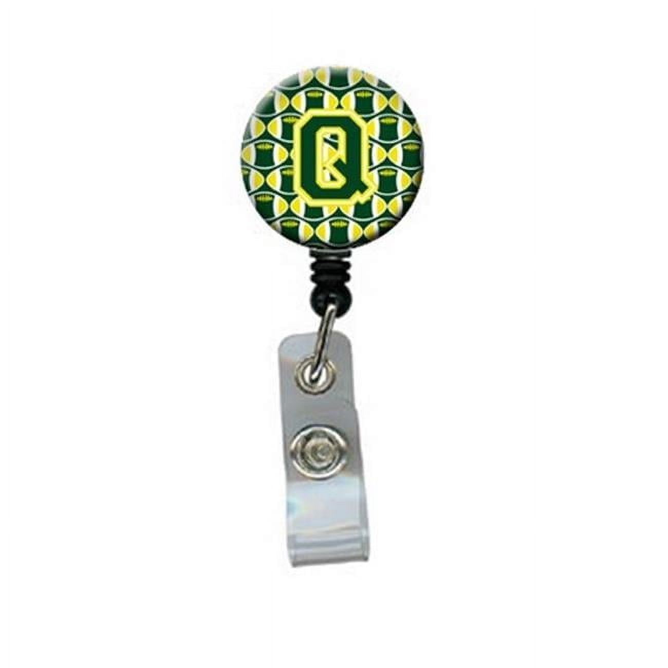 Carolines Treasures Letter Q Football Green & Yellow Retractable Badge ...