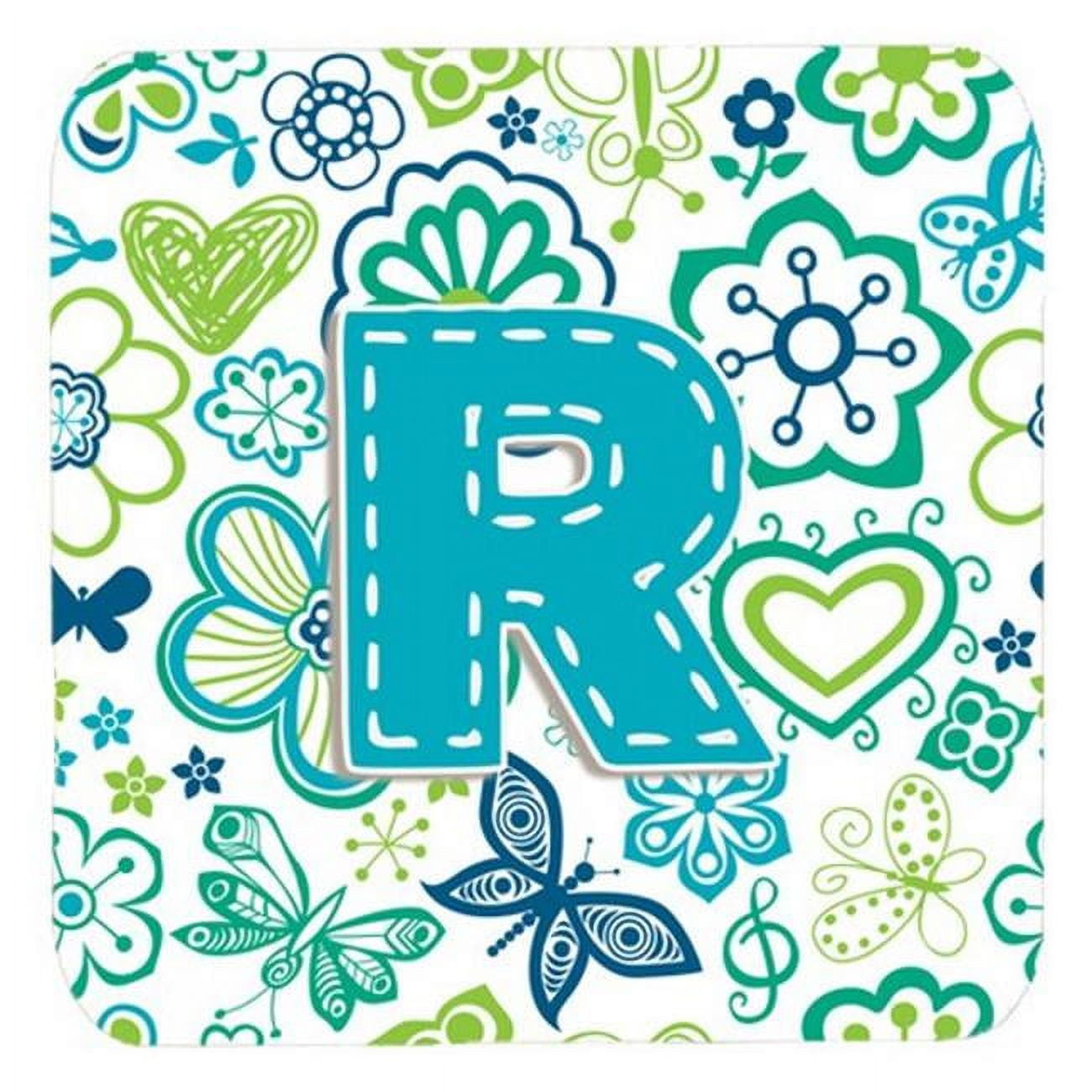 Carolines Treasures Letter R Flowers And Butterflies Teal Blue Foam ...