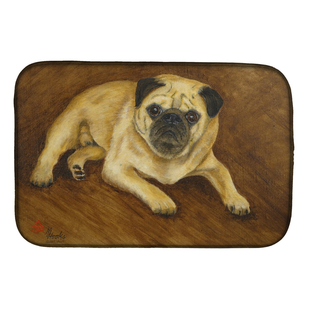 Carolines Treasures MH1062DDM Fawn Pug Roscoe Dish Drying Mat 14 x 21 ...