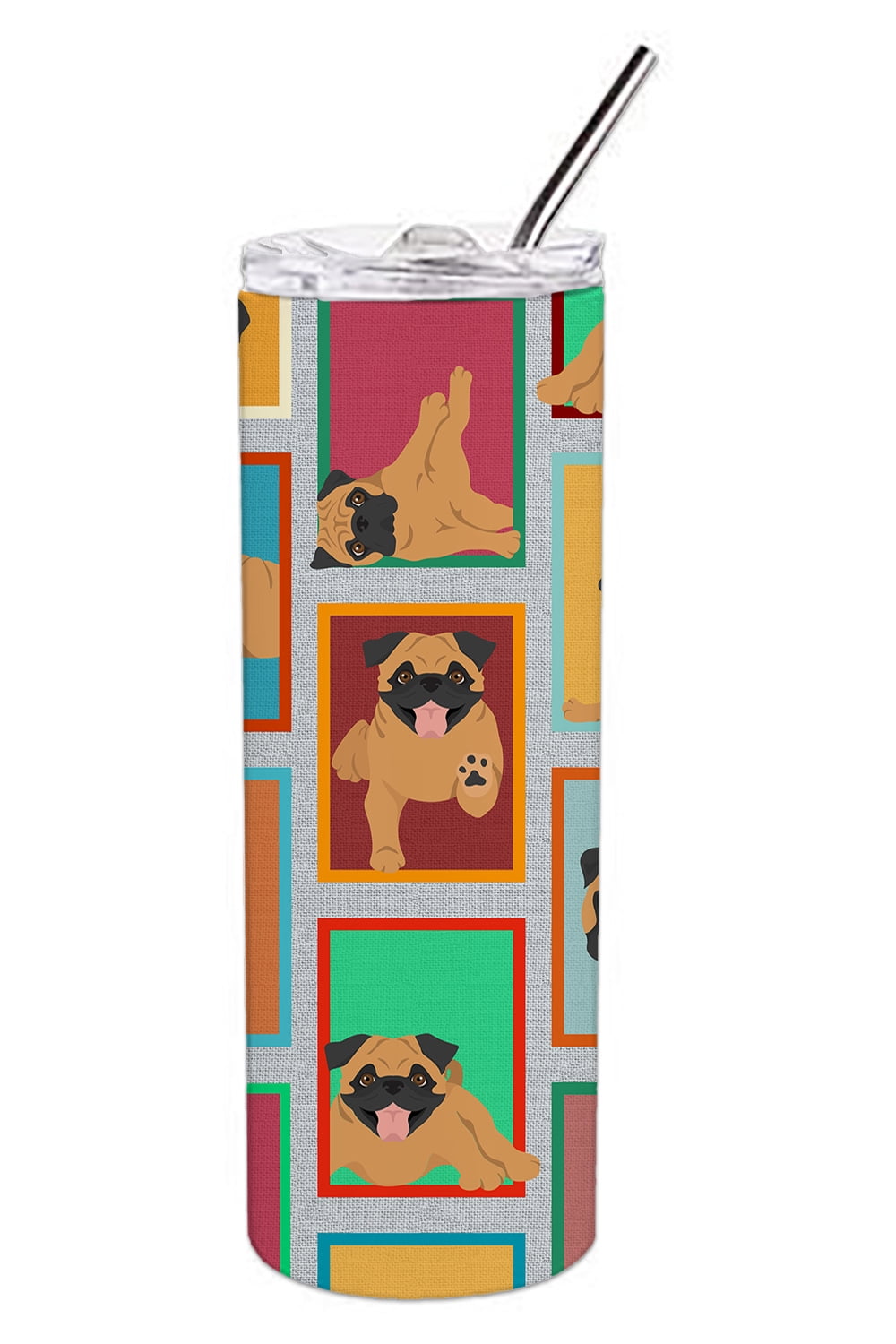 Carolines Treasures MLM1143TBL20 20 oz Unisex Lots of Apricot Pug ...