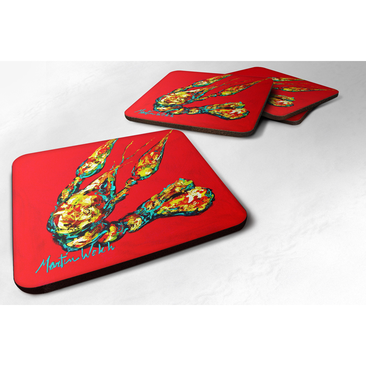 Carolines Treasures MW1034FC Crawfish Knuckles Foam Coaster Set of 4 3 ...