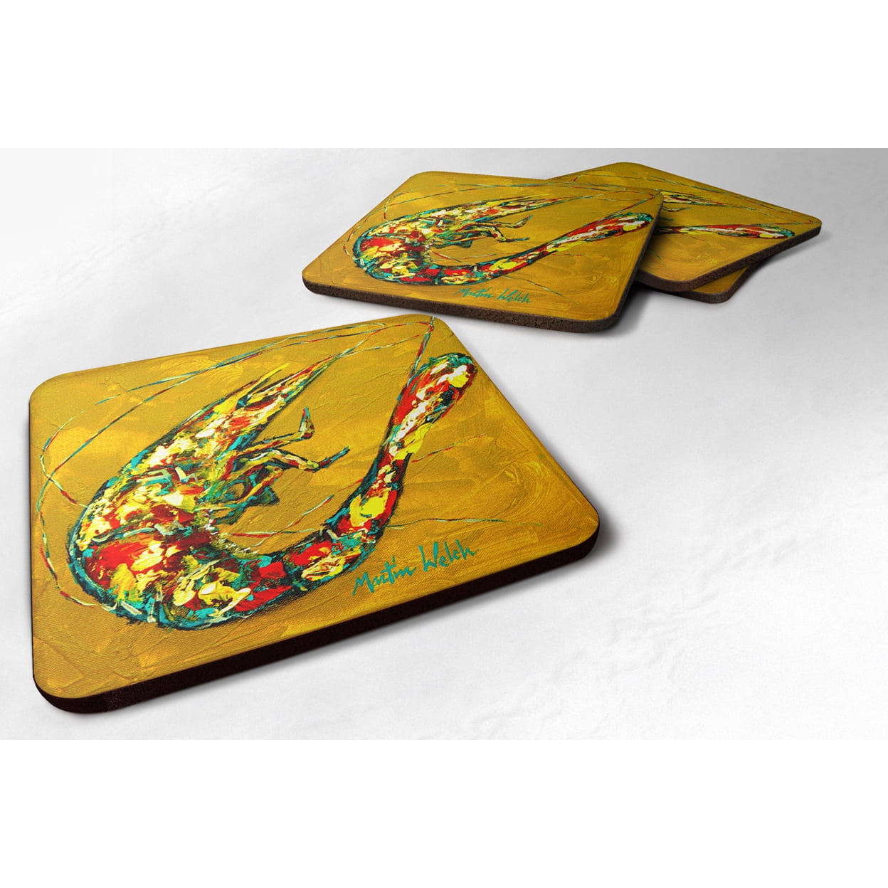 Carolines Treasures MW1058FC Shrimp Shrimp and Hot Mustard Foam Coaster ...