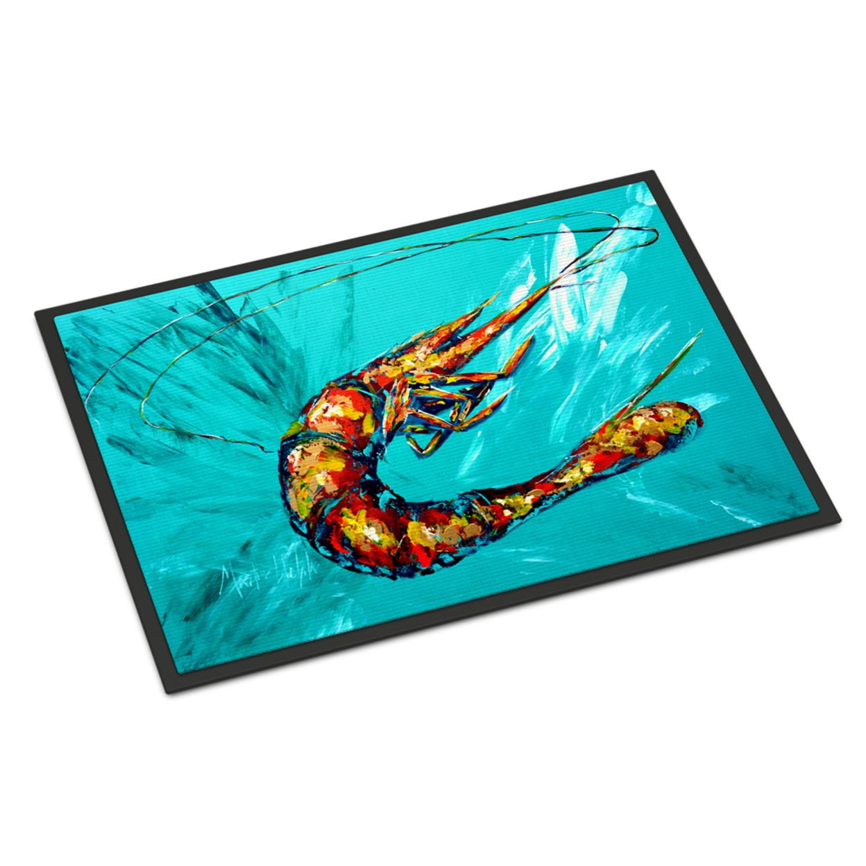 Carolines Treasures MW1100JMAT Shrimp Teal Shrimp Door Mat Indoor Rug ...