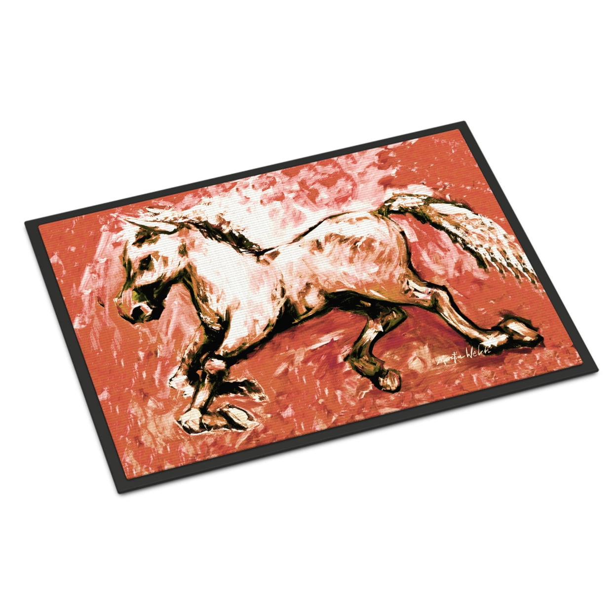 Carolines Treasures MW1170JMAT Shadow the Horse in Red Door Mat Indoor ...