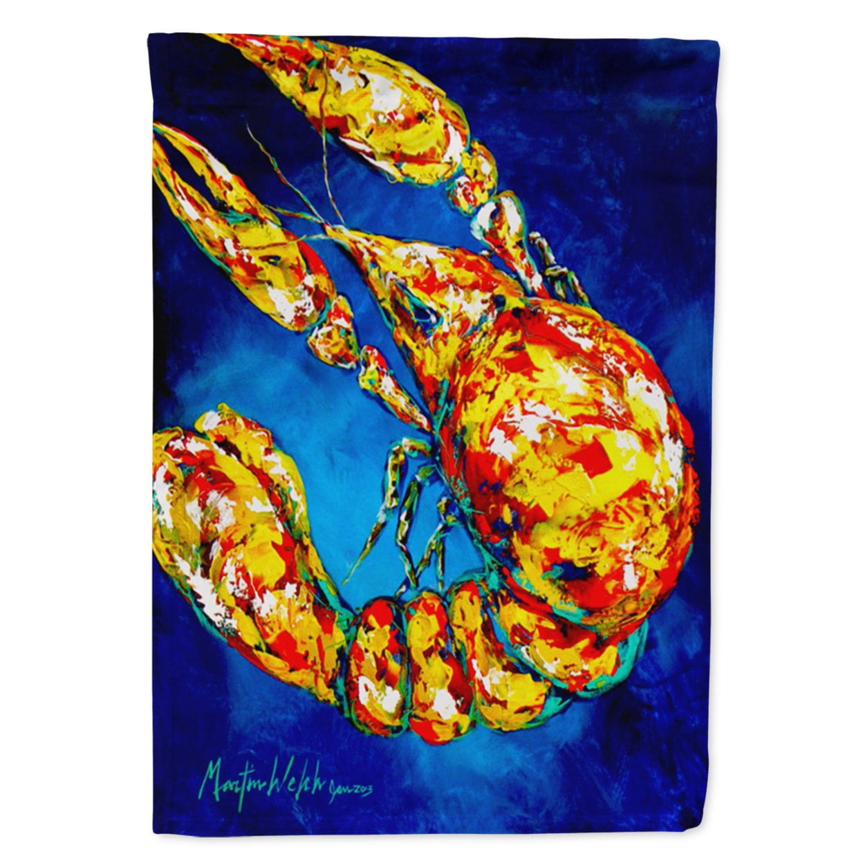 Carolines Treasures MW1185GF Big Boy on Blue Crawfish Flag Garden Size ...