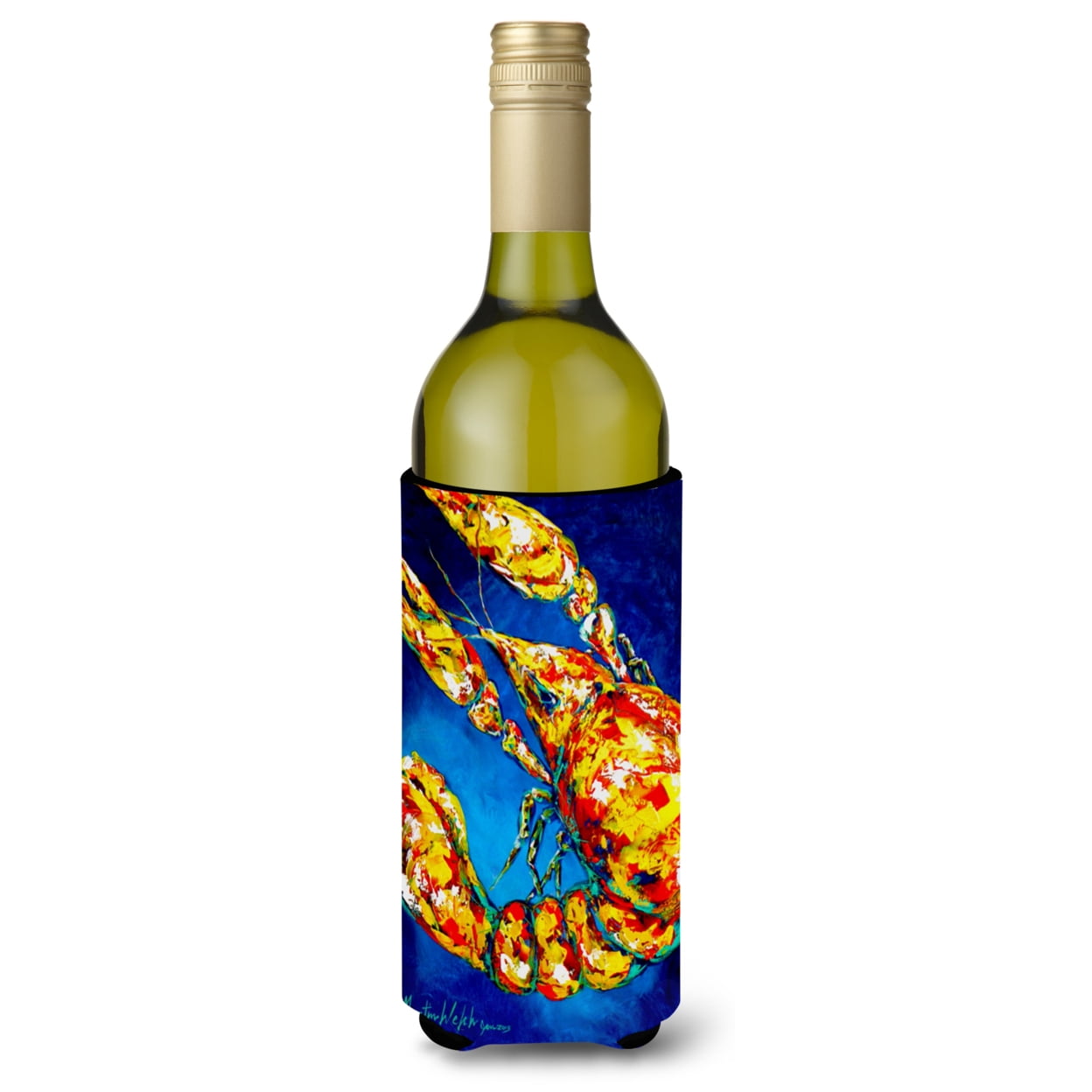 Carolines Treasures MW1185LITERK Big Boy on Blue Crawfish Wine Bottle ...
