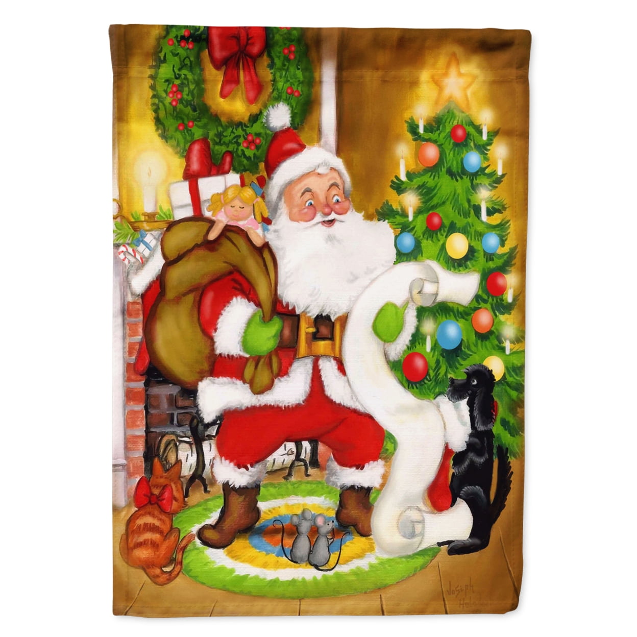 Carolines Treasures PJH3020GF Santa Claus Let Me Check My List Flag ...