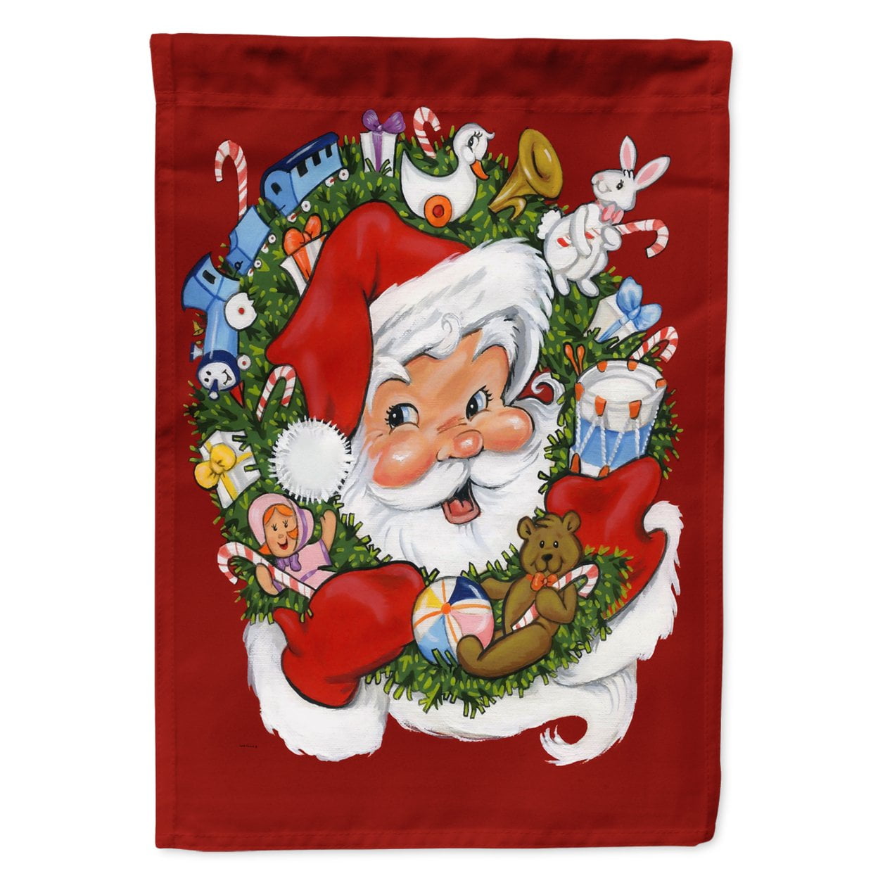 Carolines Treasures PJH3022GF Santa Claus Wreath of Cheer Flag Garden ...