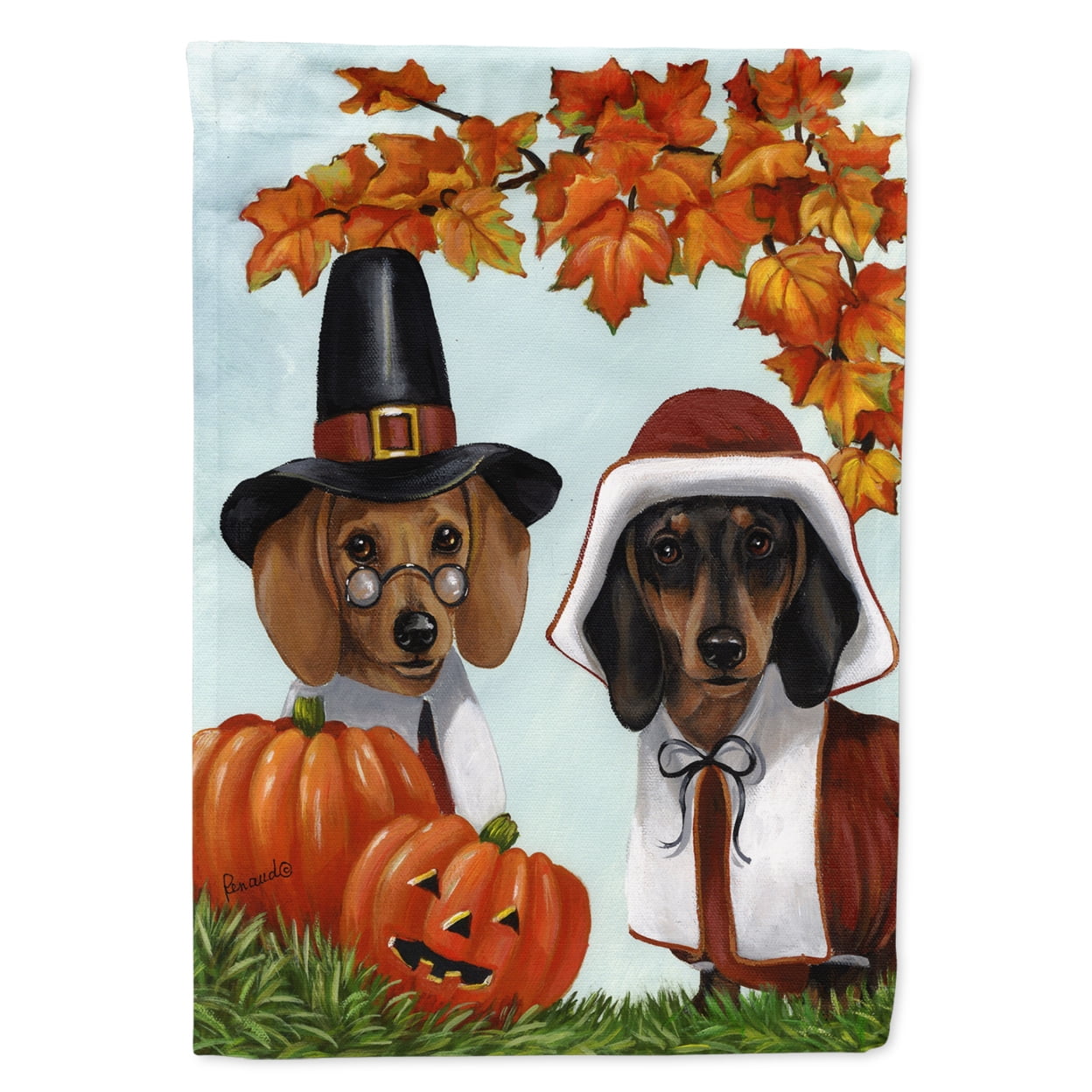 Carolines Treasures PPP3087CHF Dachshund Thanksgiving Pilgrims Flag ...