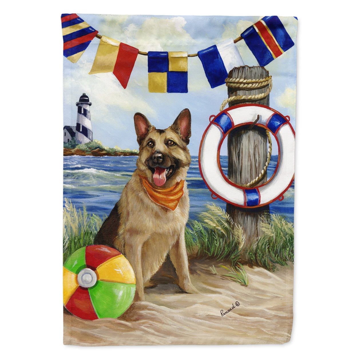 Carolines Treasures PPP3099CHF German Shepherd Life Saver Flag Canvas ...