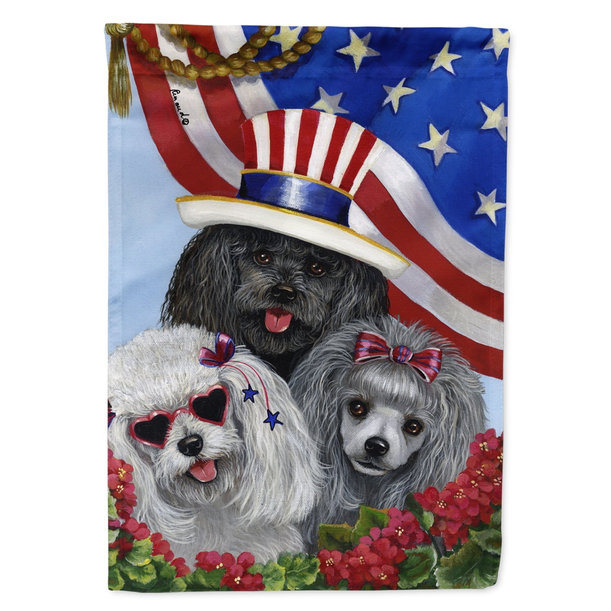 Carolines Treasures PPP3152GF Poodle USA Flag Garden Size Small ...