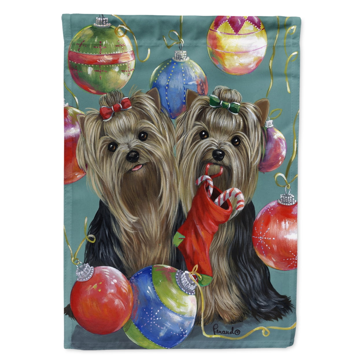 Carolines Treasures PPP3239CHF Yorkie Christmas All that Glitters Flag ...