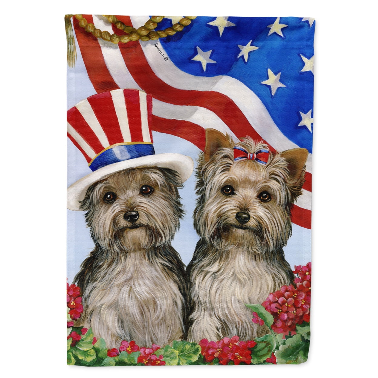 Carolines Treasures PPP3245CHF Yorkie USA Flag Canvas House Size Large ...