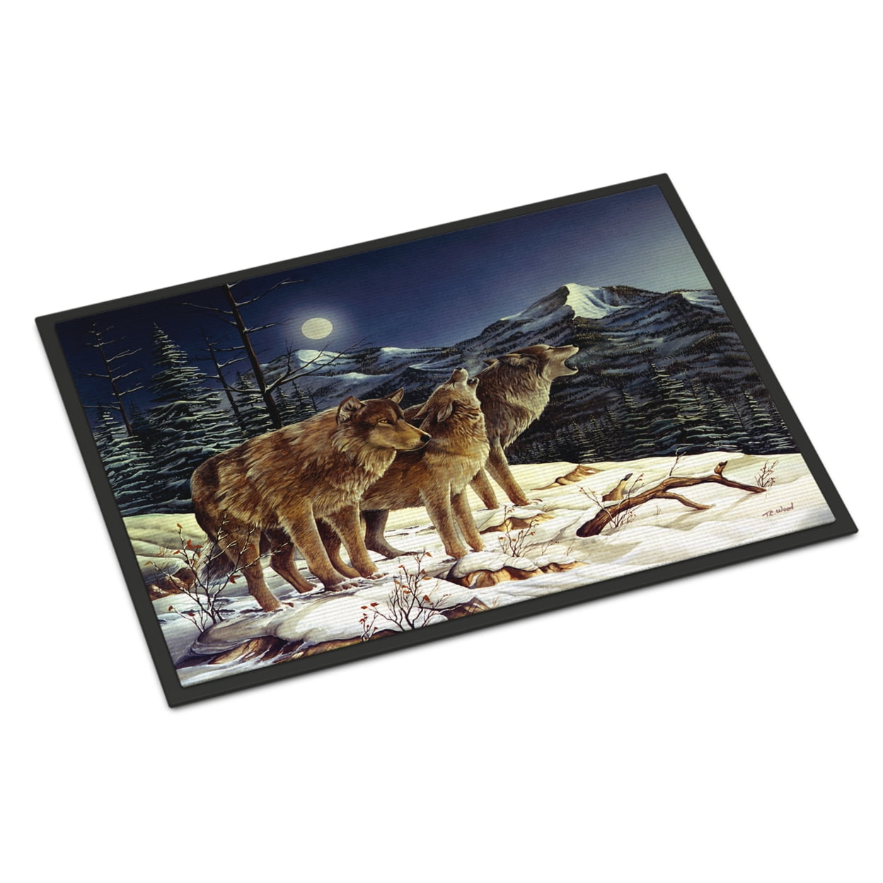 Carolines Treasures PTW2041MAT Wolf Wolves Crying at The Moon Door Mat ...