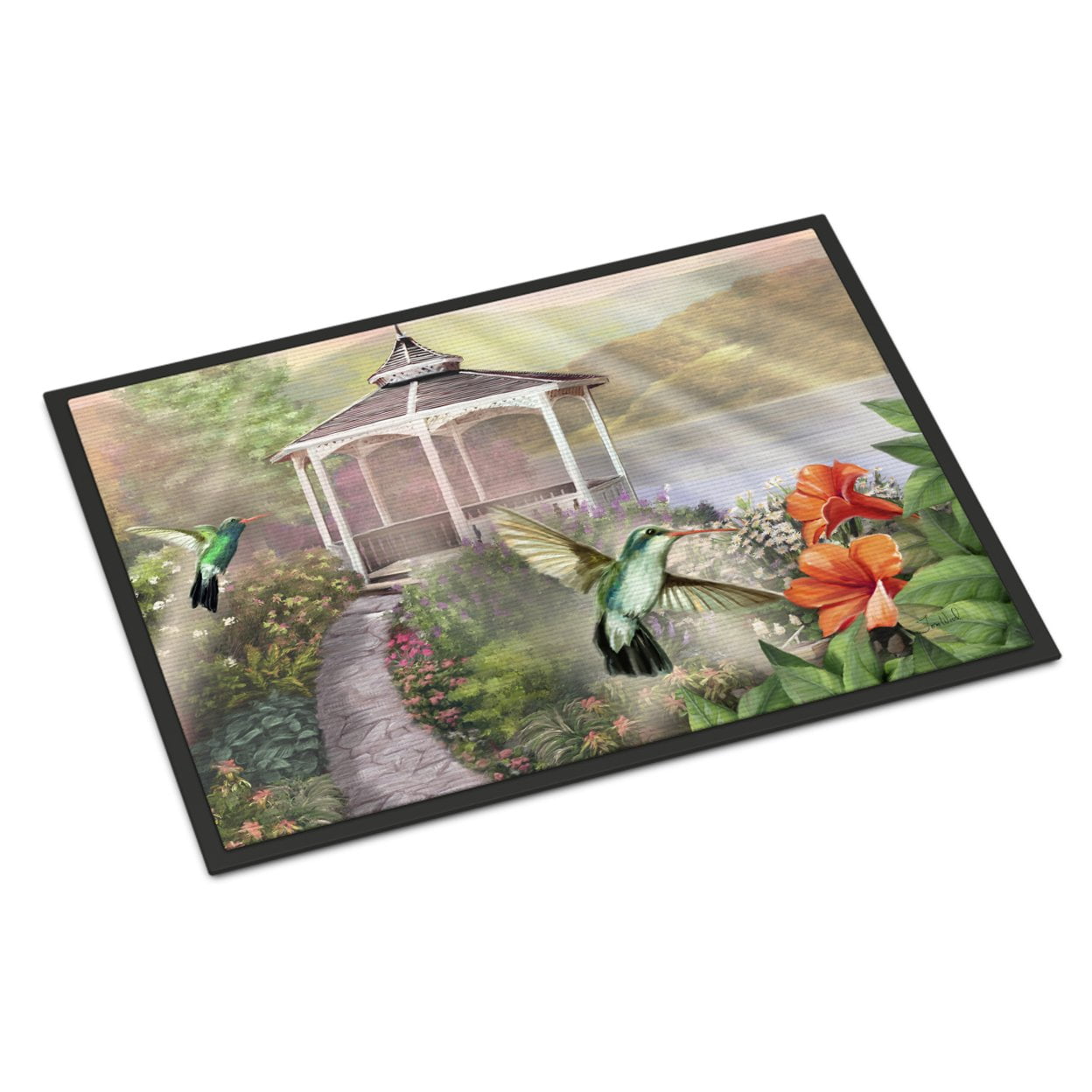 Carolines Treasures PTW2053JMAT Garden Gazebo Hummingbird Duo Door Mat ...